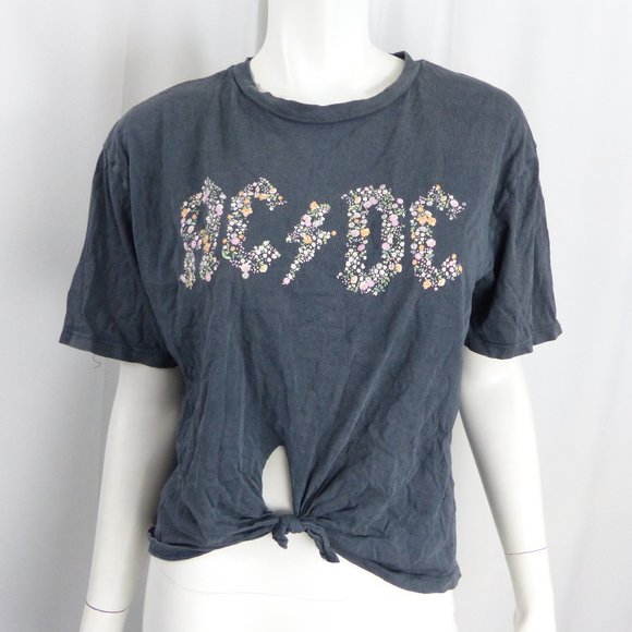 Topshop | Tops | Topshop Acdc Floral Logo Oversized Slouchy Short ...